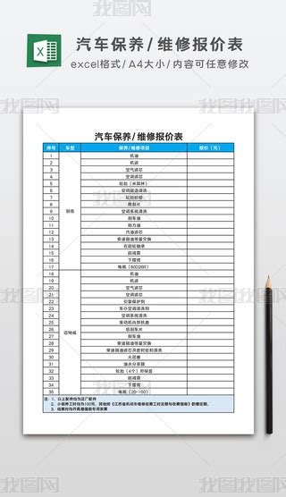 汽车维修单表格模板专题模板 汽车维修单表格模板图片素材下载 我图网