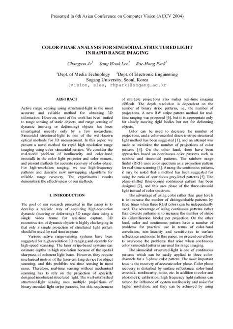 pdf color phase analysis for sinusoidal structured light in rapid range imaging