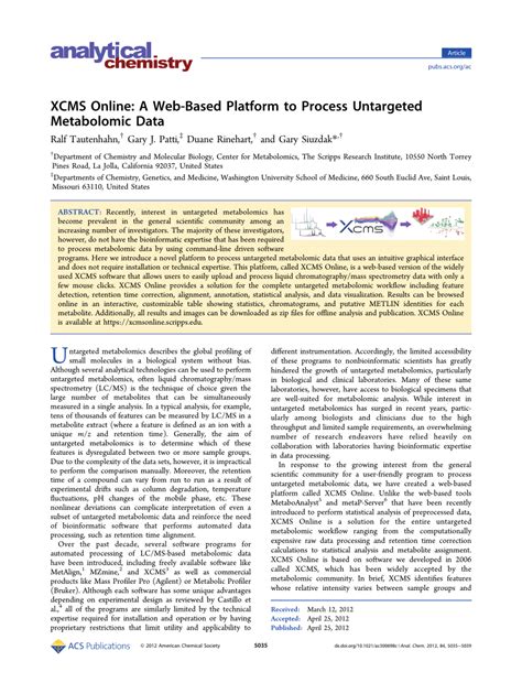 Pdf Xcms Online A Web Based Platform To Process Untargeted