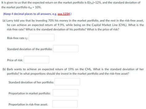 solved it is given to us that the expected return on the