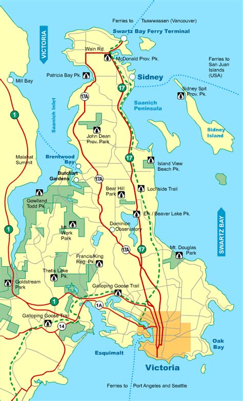 Travel Map Saanich Peninsula Vancouver Island Bc Canada Vancouver Island Canada Travel