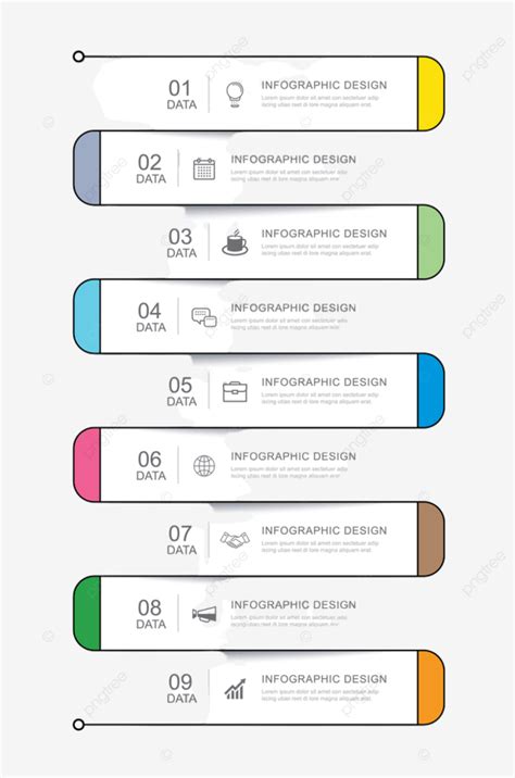 9 Data Infographics Tab Thin Line Index Template Tab Paper