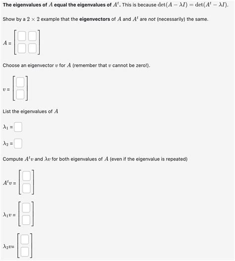 solved the eigenvalues of a equal the eigenvalues of a t