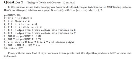 Solved Question 2 Trying To Divide And Conquer [10 Marks]