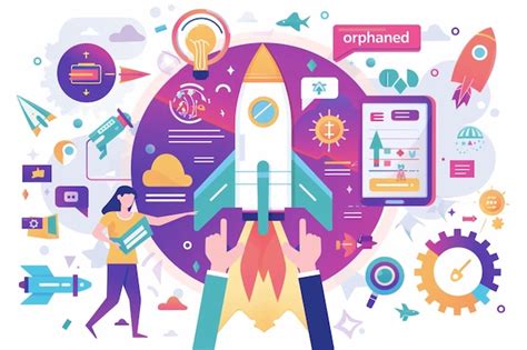 Abstract Rocket Launch Illustration Premium Ai Generated Vector