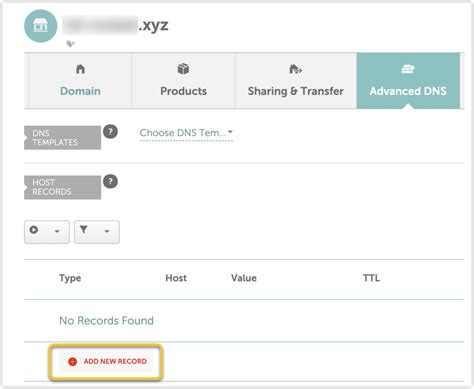 adding new record option is not available r namecheap