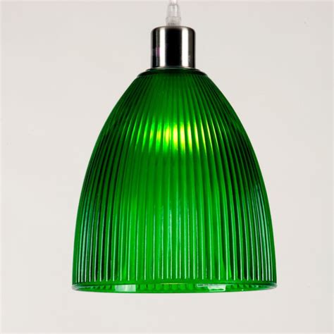 Ceiling Pendant Light Shade Ribbed Green Glass Modern Retro Pendant Glass Pendant Shades