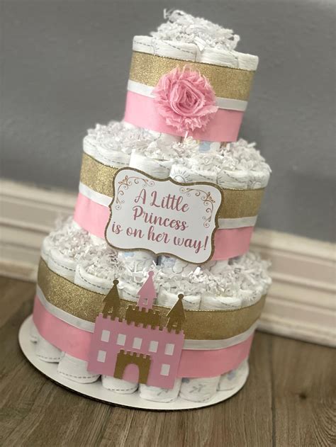 Princess Diaper Cake Girl Diaper Cake Diaper Cake 2 Tier Diaper Cake