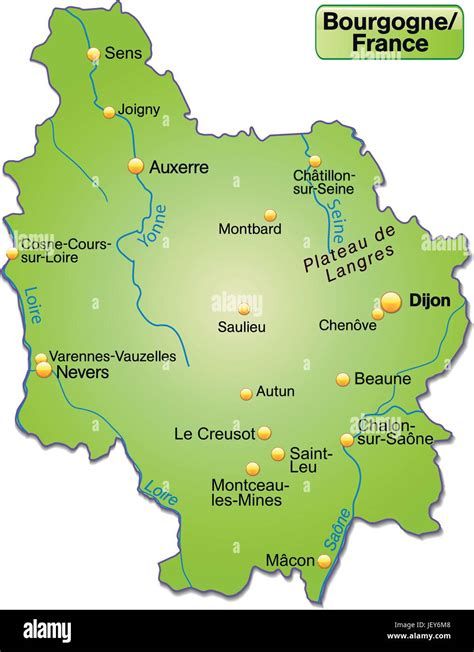 Island Map Of Burgundy As An Overview Map In Green Stock Vector Image