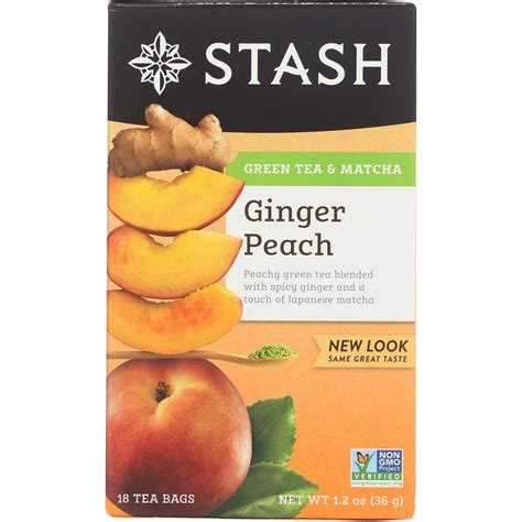 Stash Green And White Tea Blend Ginger Peach Green 18 Bags Per Pack