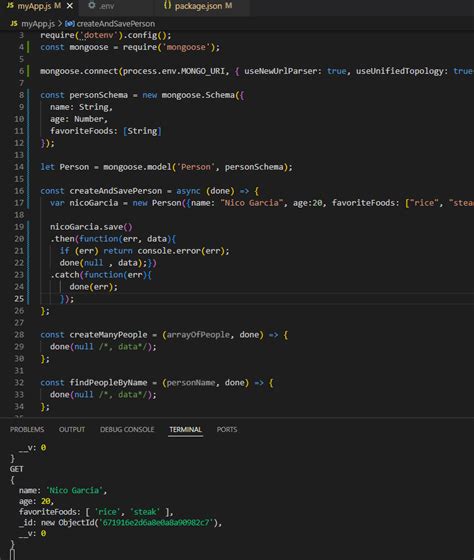 mongodb and mongoose create and save a record of a model javascript