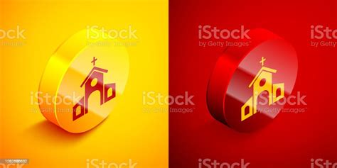 주황색과 빨간색 배경에 고립 된 동면 교회 건물 아이콘 기독교 교회 교회의 종교 서클 버튼입니다 벡터 3차원 형태에 대한 스톡 벡터 아트 및 기타 이미지 Istock