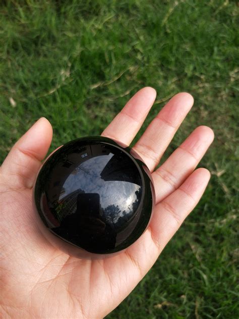 Black Obsidian Crystal Ball Sphere 60mm 2 36 Etsy