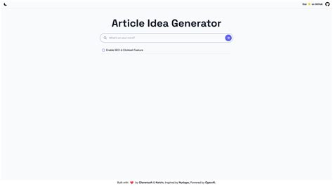 article idea generator一个网络工具帮助作家克服写作困境，通过生成引人注目的随机文章创意。