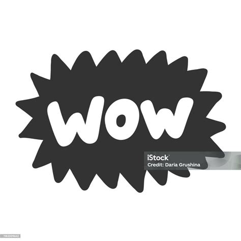 와우 만화 글자 벡터 손으로 그린 일러스트 스티커입니다 스티커 비디오 블로그 표지 소셜 미디어 메시지 선물 카트 티셔츠 인쇄