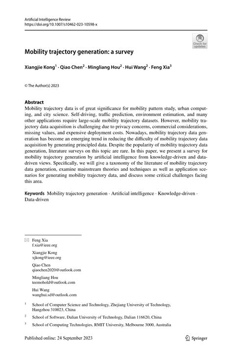 Pdf Mobility Trajectory Generation A Survey