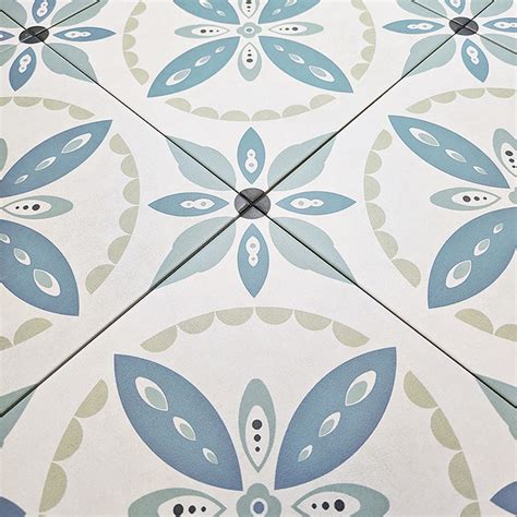 Stonehouse Studio Porto Teal Encaustic Effect Tiles 225 X 225mm