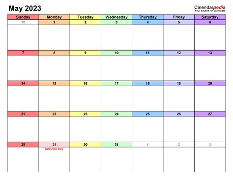 Printable May 2023 Calendar Printablelib