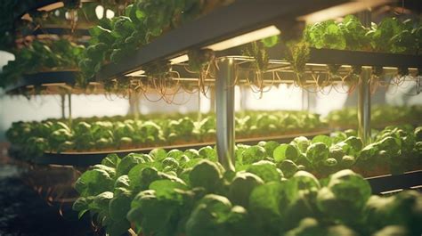Premium Photo Organic Vegetable Farm Futuristic Technologies Of The