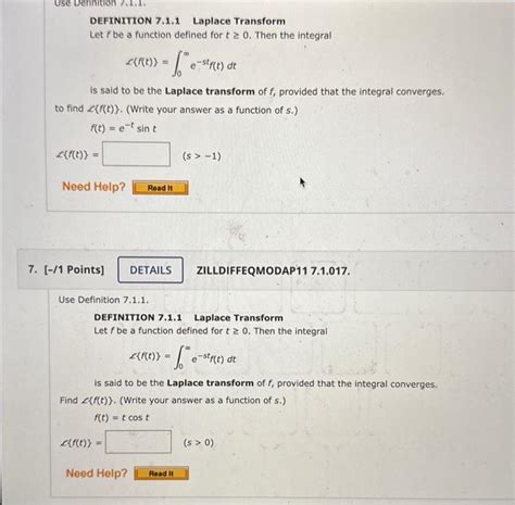 Solved Definition 711 Laplace Transform Let F Be A