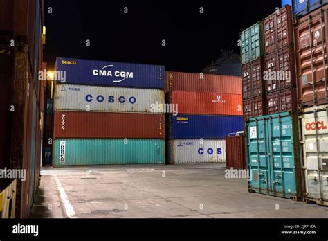Odessa Ukraine Sirca 2019 Operation Of Container Terminal At Night