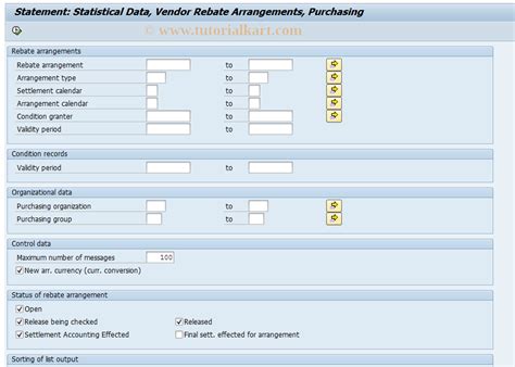 MEB SAP Tcode Statistical Statement Vendor Rebate Arrs