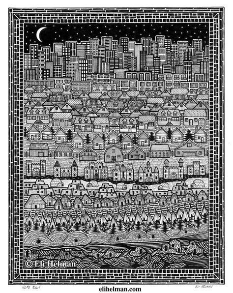 Home Rows By Eli Helman 8x10 Micron Pen Ink On Paper