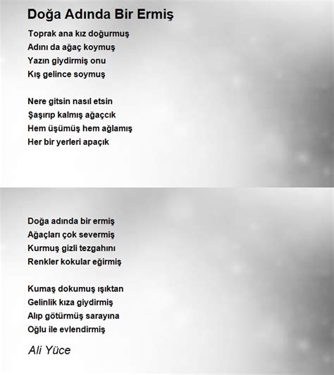 Doğa Adında Bir Ermiş Şiiri Ali Yüce
