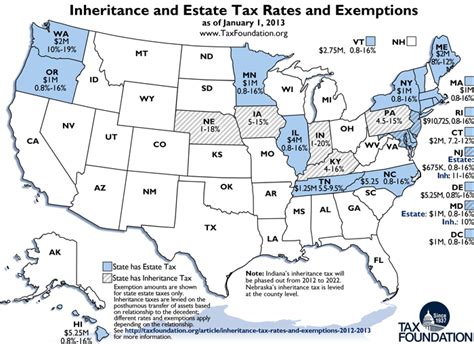 Weekly Map Inheritance And Estate Tax Rates And Exemptions 2013
