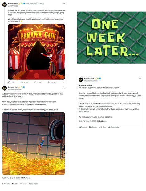 Eth Bot Banana Gun Announces Token Smart Contract For Token Breaks Almost Immediately R