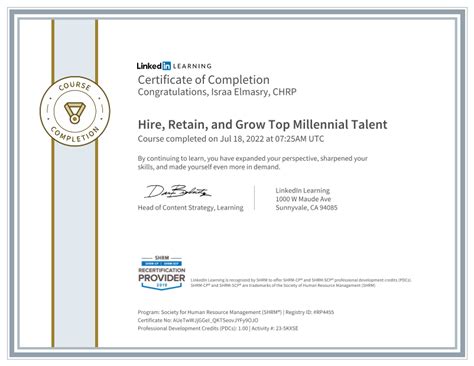 Israa Elmasry Chrp On Linkedin Certificate Of Completion