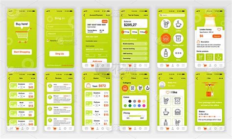 一套ui Ux Gui屏幕购物应用平面设计模板的手机应用素材 花瓣网