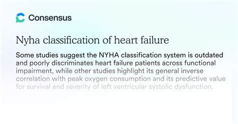 Nyha Classification Of Heart Failure Consensus Academic Search Engine