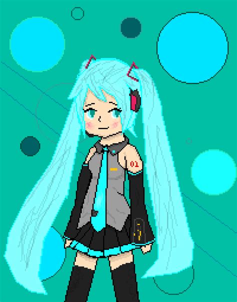 Pixilart Hatsune Miku By Blissblazed