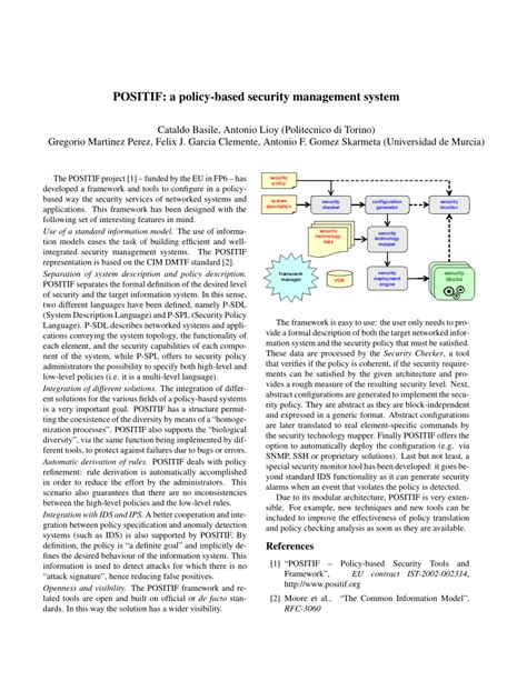 pdf positif a policy based security management system