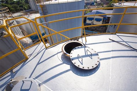 Premium Photo Manhole Open Lid Stainless Steel Tank Chemical Methanol