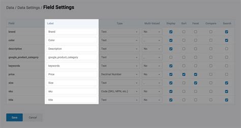 4 Managing Field Settings Searchspring Help Desk