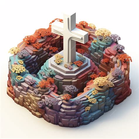 Free Photo 3d Rendering Of Cross In Graveyard