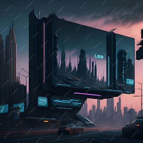 Premium Ai Image Futuristic City With Billboards In Cyberpunk Background