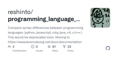 Github Reshinto Programming Language Syntax Comparison Compare Syntax Differences Between