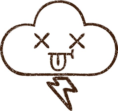Lightning Cloud Charcoal Drawing 44920525 Png