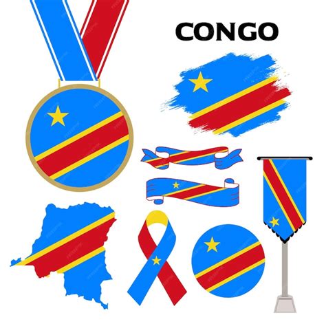 Premium Vector Elements Collection With The Flag Of Congo Design