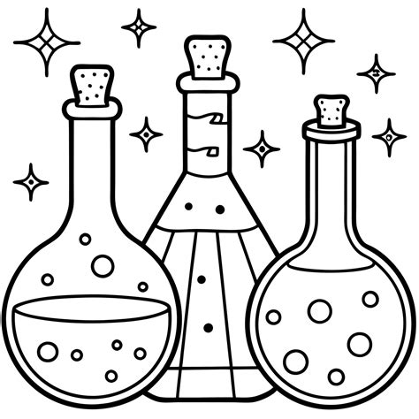 Three Bottles Of Liquid With Stars On Them Coloring Pages 51713942 Vector Art At Vecteezy