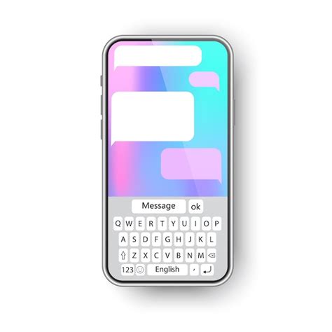 현실적인 전화 메시지 인터넷 네트워크 화면 소셜 미디어 벡터 일러스트 레이 션 프리미엄 벡터