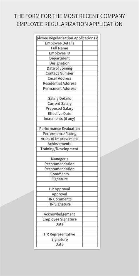 Free Trial Period Employee Regularization Application Form Templates