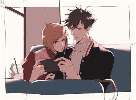 Fushiguro Megumi And Kugisaki Nobara Jujutsu Kaisen Drawn By