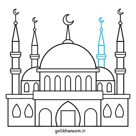 نقاشی مسجد ساده 2024؛ اجرا برای برگه آچار و مخصوص مهد کودک و کلاس ۱ تا