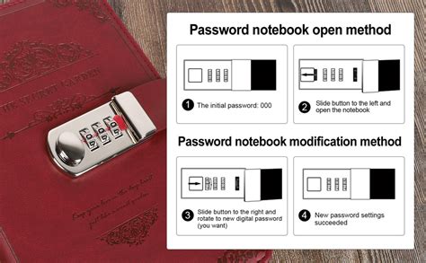 Gion Pu Leather Diary Password Lock Notebook Journal T Planner