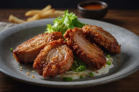 Gourmet Glazed Pork Belly Dish Premium Ai Generated Image