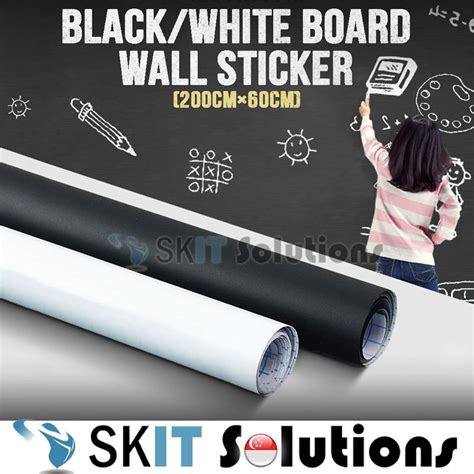 【skit】pvc Whiteboard Blackboard Sticker 200x60cm White Black Tiktok